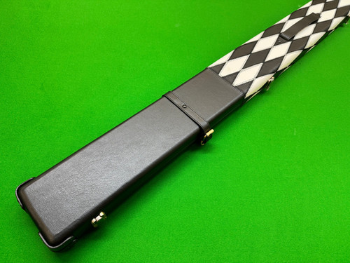 One Piece 3 Slot Black & White Diamond Centre Cue Case with Straps ...