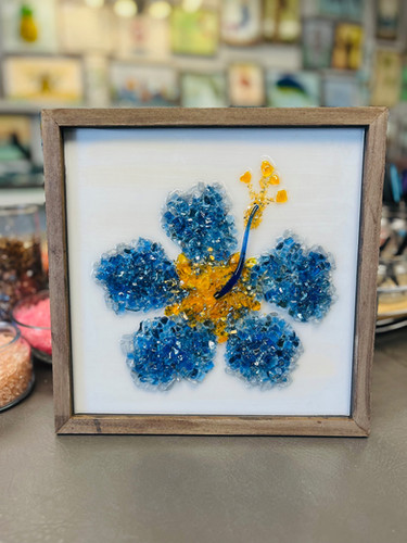 Blue Hibiscus Flower Home Kit | Crushed Glass PCB