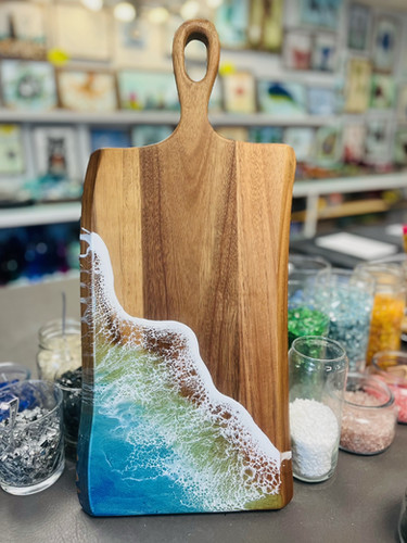 18" Custom resin ocean wave board | Crushed Glass PCB