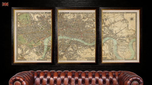 London Triptych Map Wall Art | Winchester Furniture