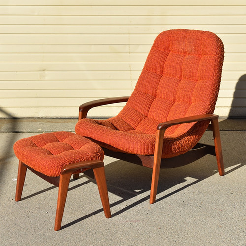 Vintage MCM Teak Accent Chair with Ottoman by R. Huber & Co. | bananalab