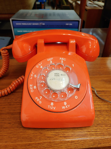 Rare Orange colour rotary phone. | bananalab