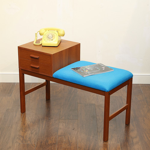 Swedish MCM Teak Telephone/Entry Bench | bananalab