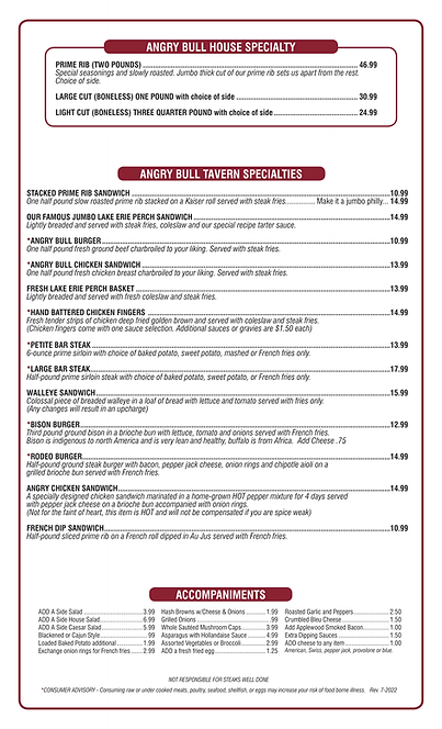 MENU | Angry Bull