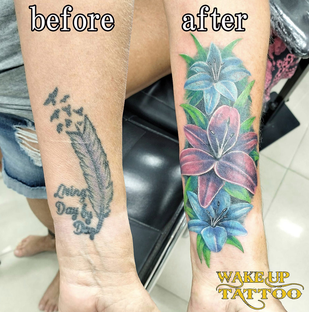 Cover up lily tattoos | Phuket Patong | Wake up Tattoo