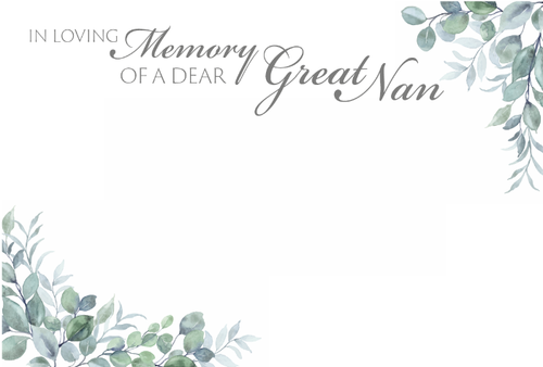 Great Nan In Loving Memory Blue Corner Small Card 2059 | Cards 4 Flowers