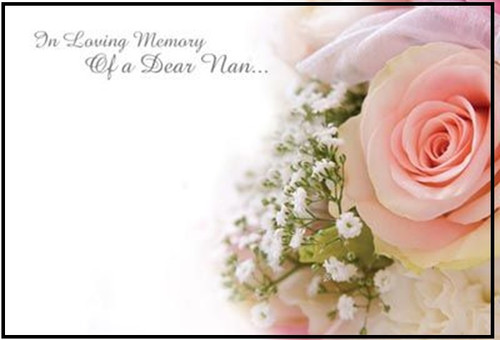 Nan In Loving Memory Pink Rose Small Card | Cards 4 Flowers