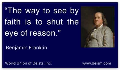 Deist Benjamin Franklin Faith versus Reason magnet | WorldUnionofDeists