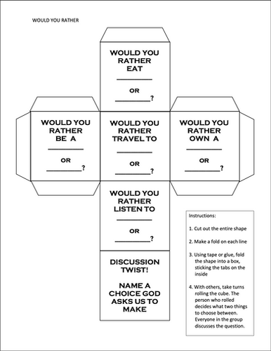 Would You Rather Cube Template | GO YE KIDS