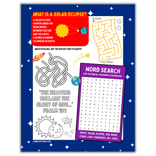 Solar Eclipse Activity Page | GO YE KIDS