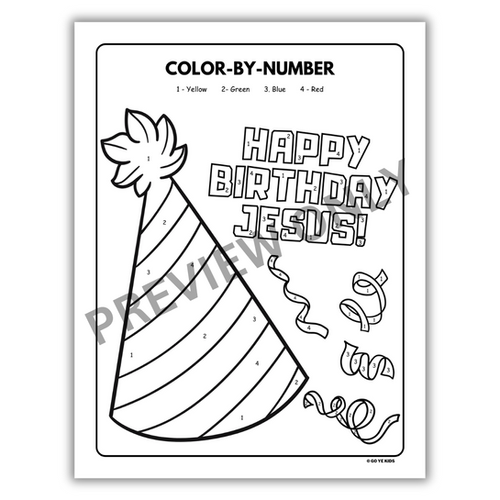Happy Birthday Jesus Color-by-Number | GO YE KIDS