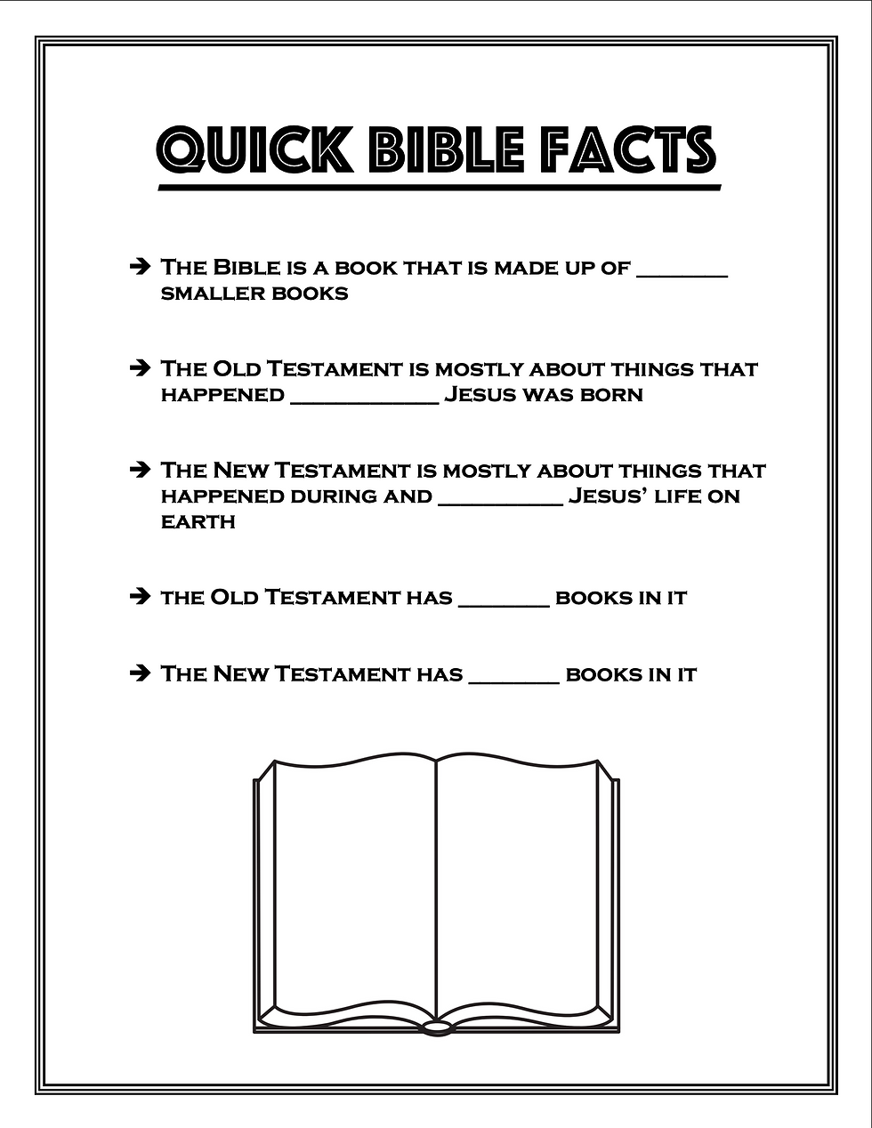 Quick Bible Facts Worksheet | GO YE KIDS