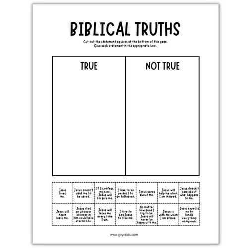 Biblical Truths Cut and Paste | GO YE KIDS
