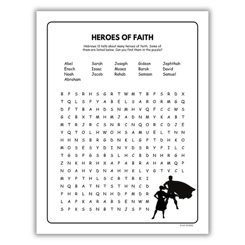 Heroes of Faith (Hebrews 11) Word Search | GO YE KIDS