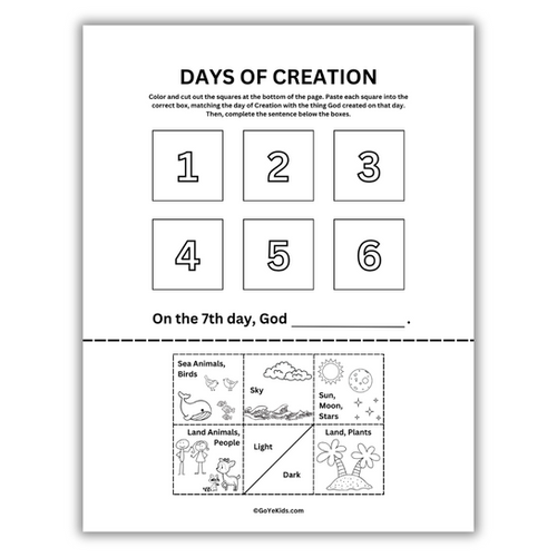 Creation Cut and Paste Activity | GO YE KIDS