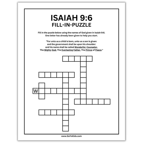 Isaiah 9:6 Fill-In Puzzle | GO YE KIDS