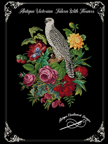 Antique Victorian Falcon With Flowers | Anwdesigns