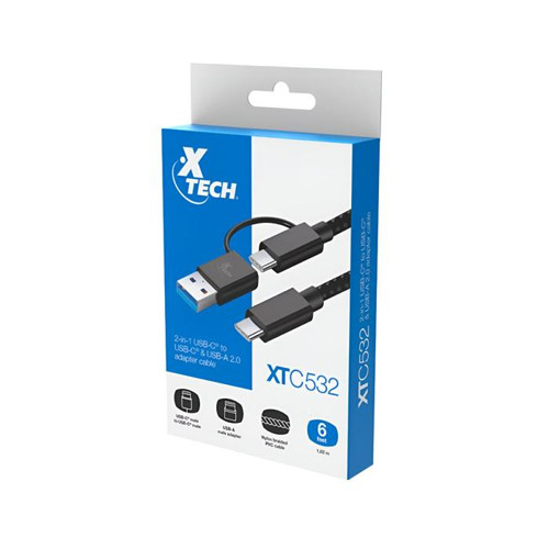 Cable Adaptador Xtech XTC532 de USB-A a USB-C 2.0 | TecnoPlusgt