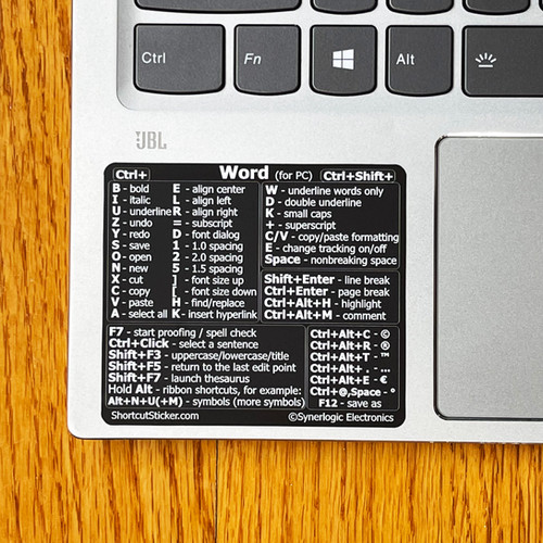 Microsoft Word (for Windows PC) Vinyl Shortcut Sticker | Shortcut Stickers