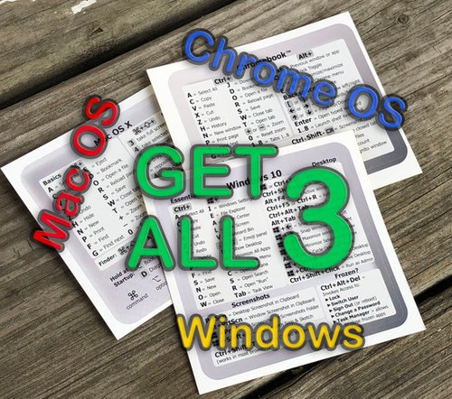 3-pack of MacOS, ChromeOS and Windows stickers | Shortcut Stickers
