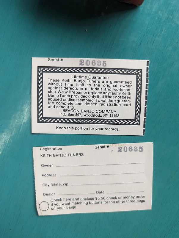 Beacon Banjo Company Keith Banjo Tuners late 70's-80's | My Site