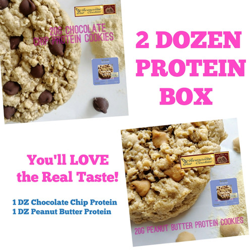 2DZ Box, 24 LG Size Whey Chocolate Chip Protein Cookies, 2 Flavors ...