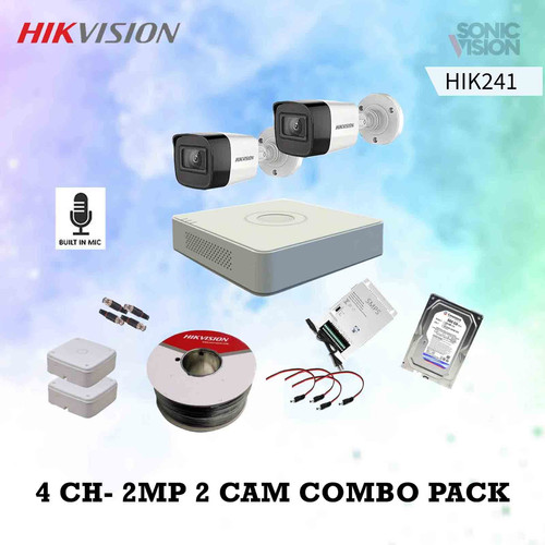 Combo Offer Hikvision 2MP 4 Channel DVR with 2 Bullet camera ...