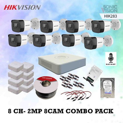 Combo Offer 8CH 2MB DVR with 8 Bullet Camera Hikvision | Sonicvision