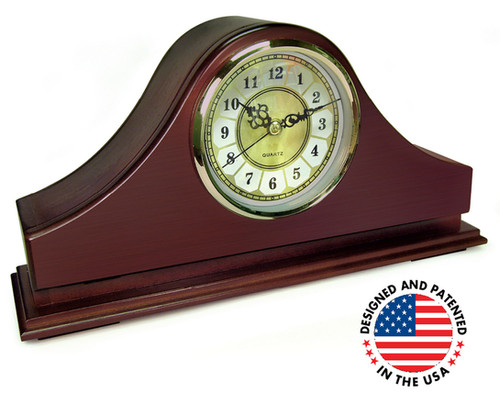 Peace Keeper MGC Mantle Gun Clock Front Panel Entry Mahogany Stain Wood ...