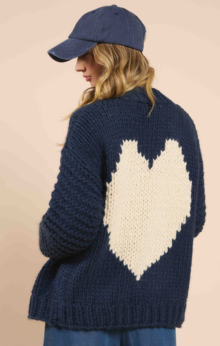 Sadie & Sage AH1403 Navy Ivory Heart Cardigan | The Style Merchant ...