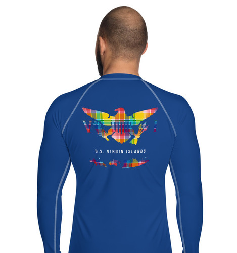 U.S. Virgin Islands Flag & Islands Madras Men's Blue Rash Guard ...