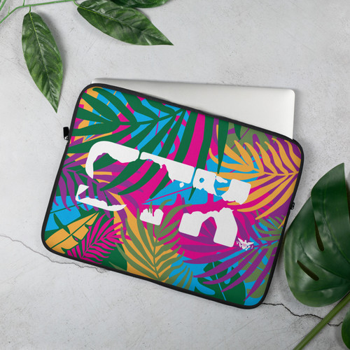 STX (St. Croix) USVI Colorful, Tropical Leaves Laptop Sleeve | GemFromRock