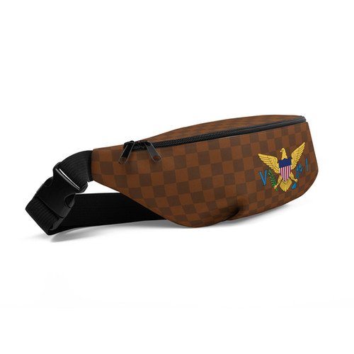 U.S. Virgin Islands Flag Brown Checkered Fanny Pack | GemFromRock