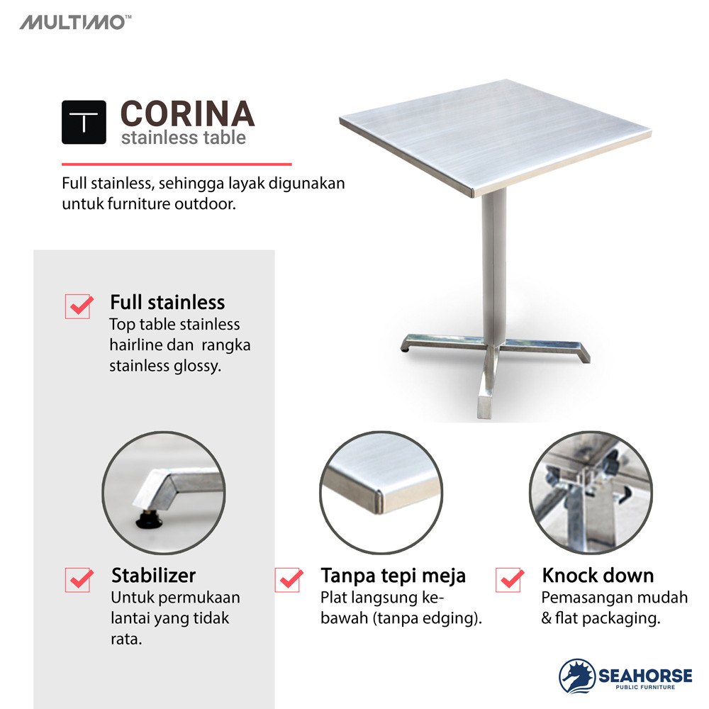 Meja Cafe Outdoor Stainless Corina | Multimo Furniture