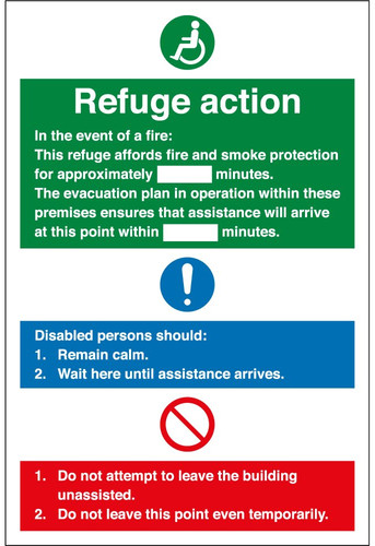 Refuge Action Sign/Sticker | Safety Sign Centre