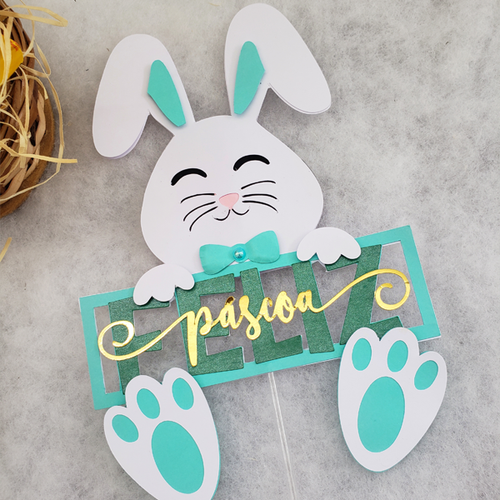 Topo Coelho Menino Feliz Páscoa | Abelha de Papel