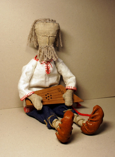 Linen handmade soft toy - kantele player | Ingeri Maja