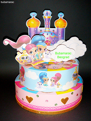 Shimmer & Shine torta od kartona - Bubamarac Beograd