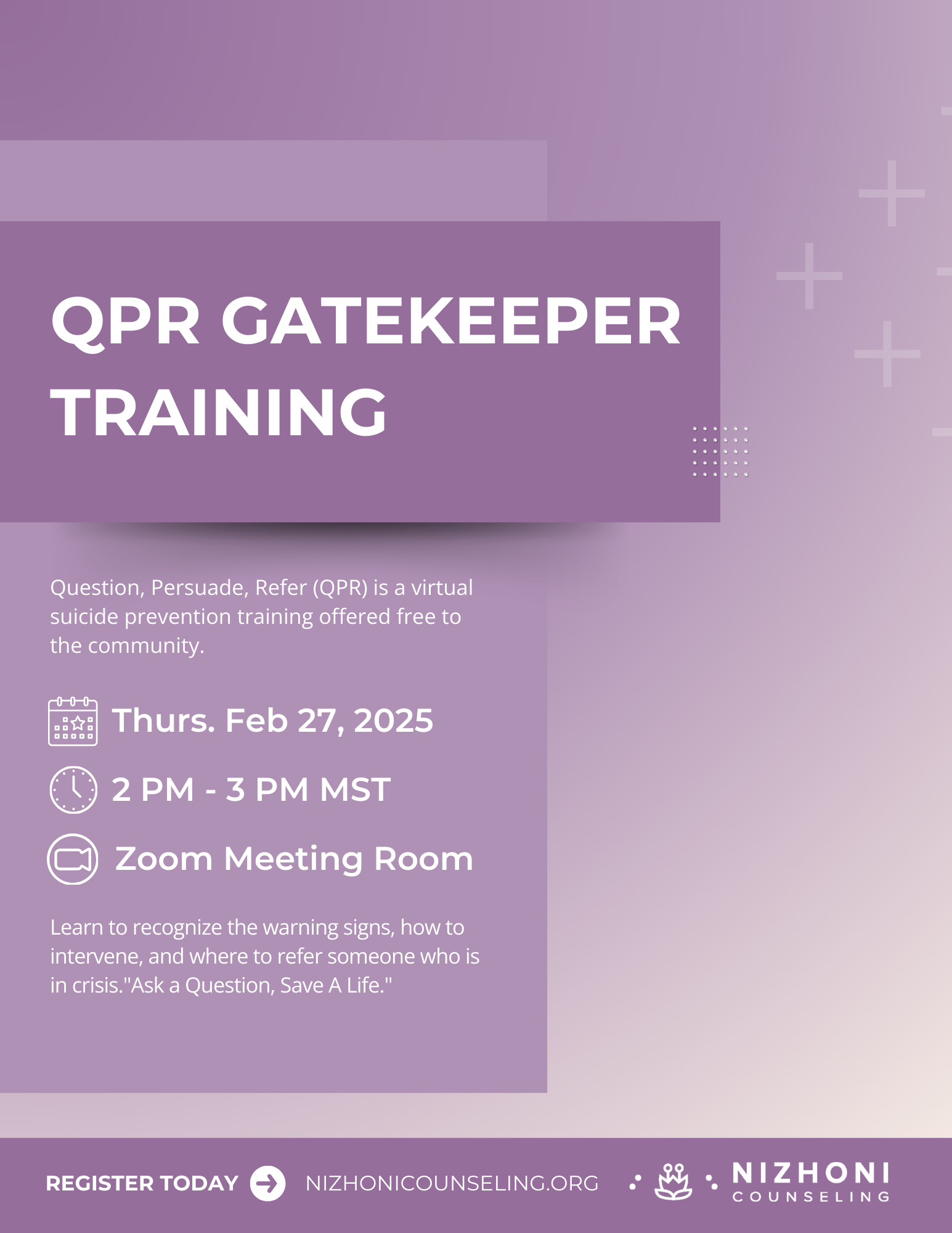 QPR Gatekeeper Training | Nizhoni Counseling
