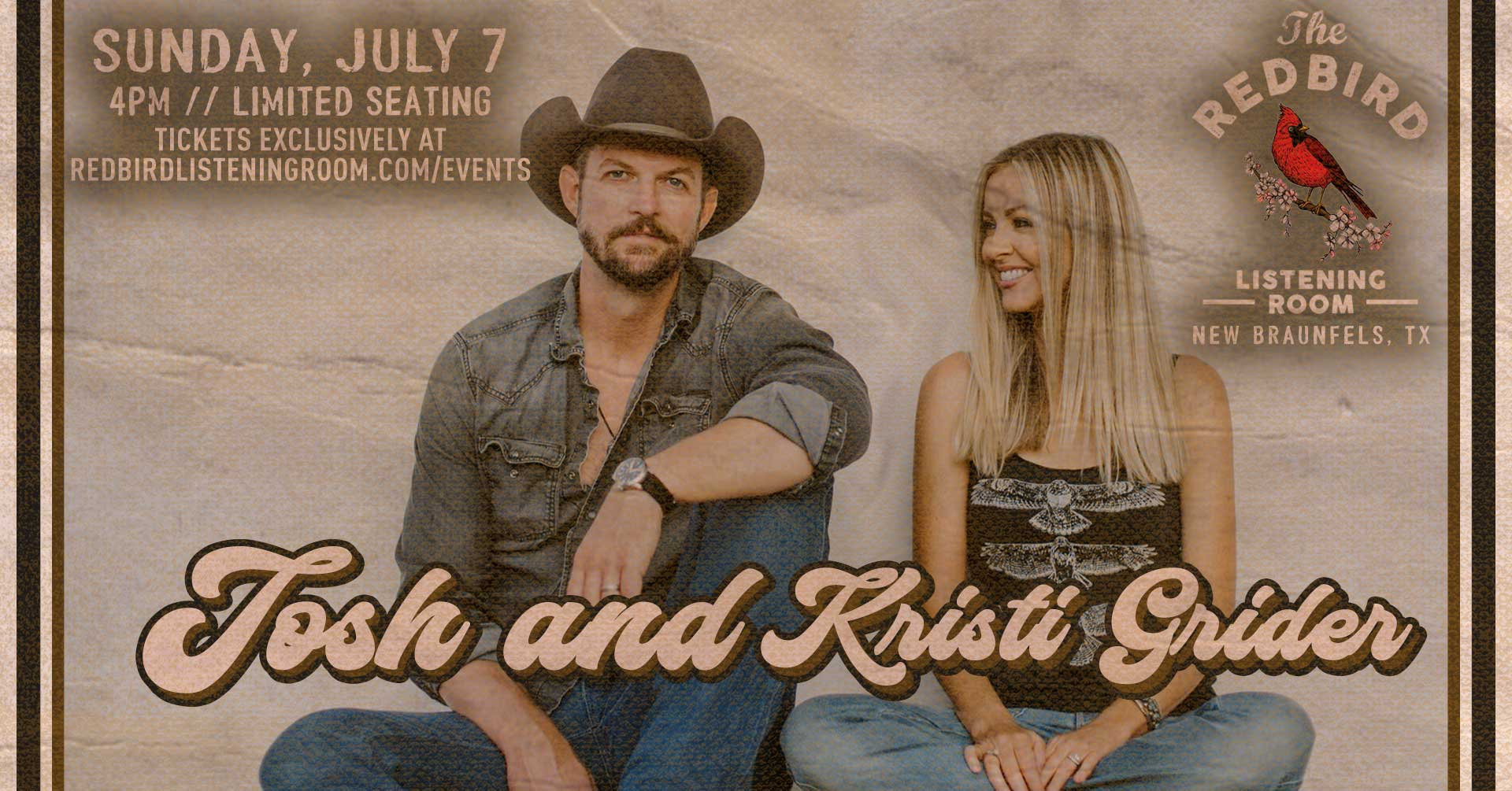 Josh and Kristi Grider @ The Redbird - 4 pm | TheRedbirdNBTX