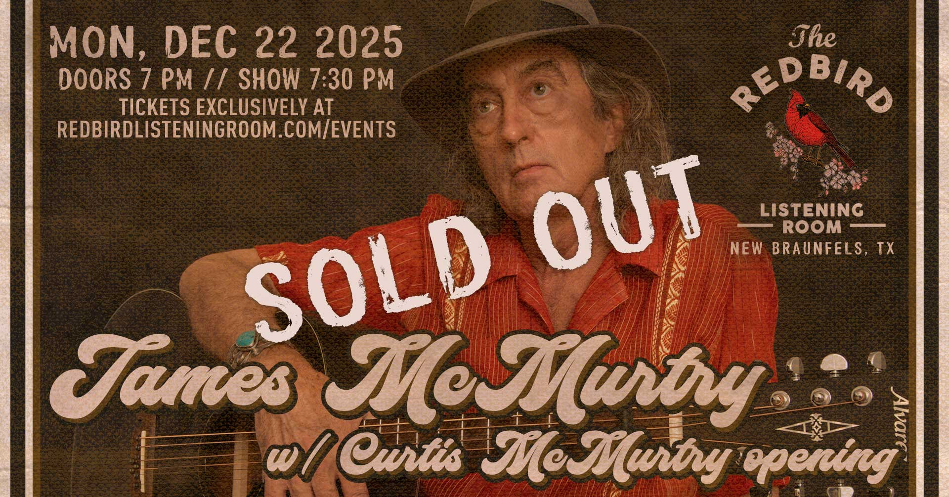 James McMurtry @ The Redbird - 7:30 pm | TheRedbirdNBTX