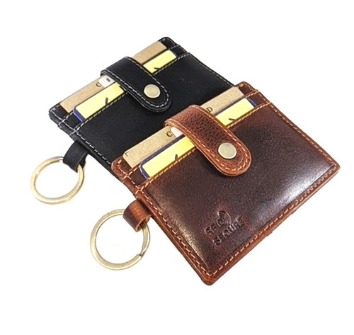 Leather keys & cards holder wallet RFID secure | cactus leather