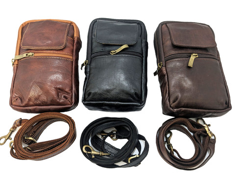 Smartphone Holder Travel Bag - Cactus Leather London Crossbody & Neck