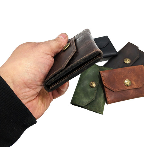 slim minimalist bifold leather wallet | cactus leather
