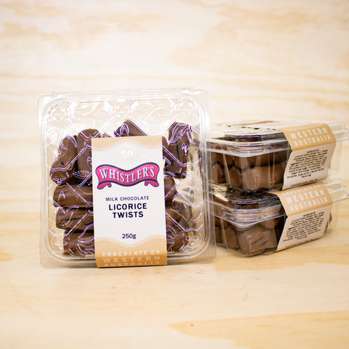 Milk Chocolate Licorice Twists 250g | Whistler's Chocolate