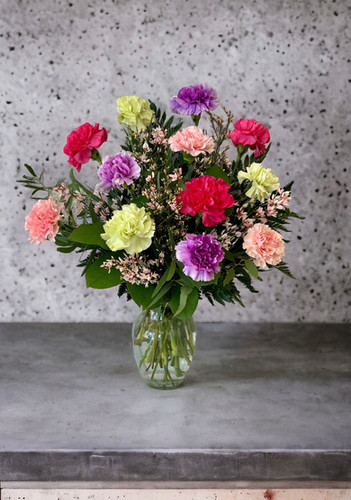 One Dozen Assorted Carnations | BowKay Designs | Local Flower Delivery ...