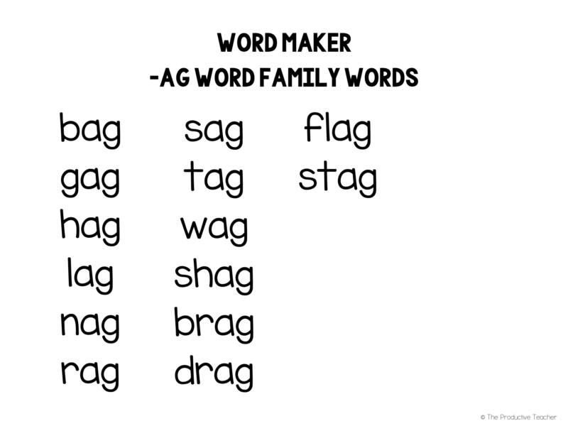 Free Short A Word Lists