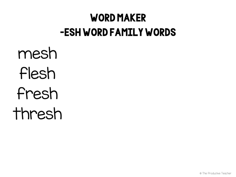 Free Short E Word Families Word Lists