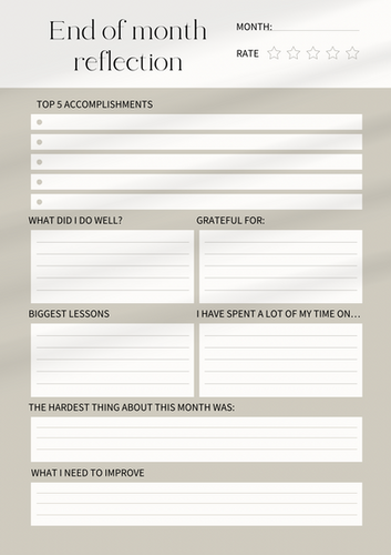 End of month review | The Discipline Diary