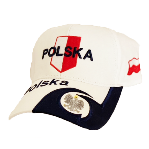 WS - Polish Cap, Eagle in Swirl, White | Polish Pride of MI